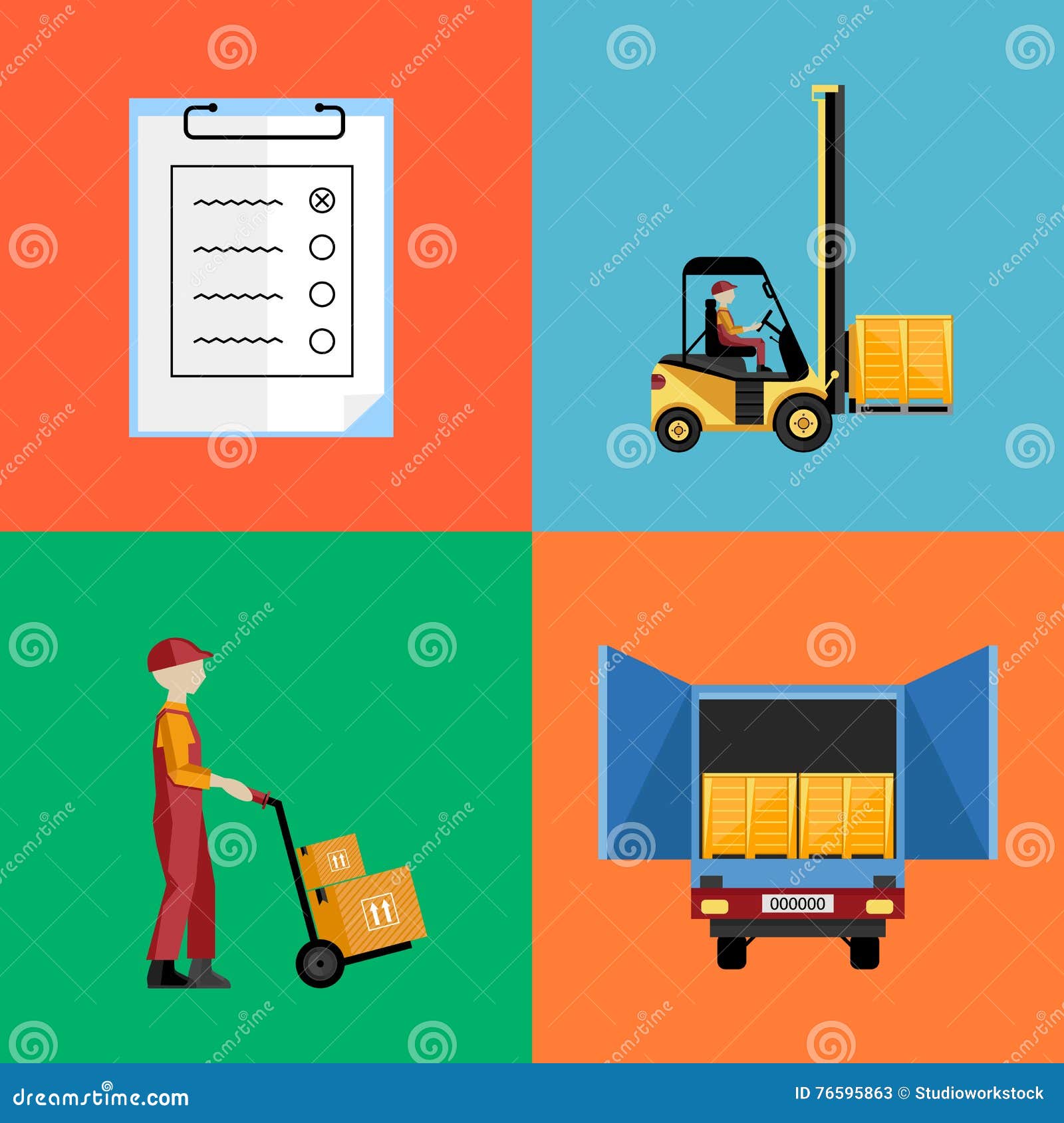 Warehouse Process Infographics Banners. Vector Illustration ...