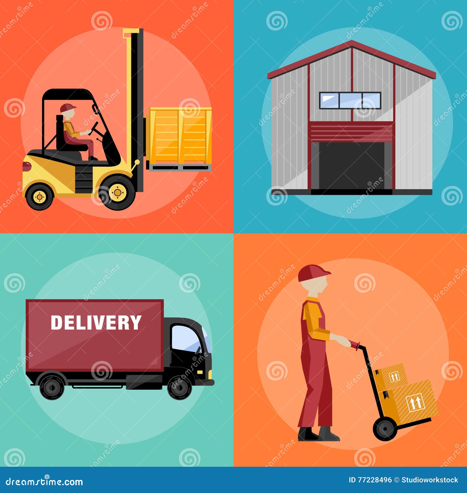 Warehouse Process Infographics Banners. Vector Illustration ...