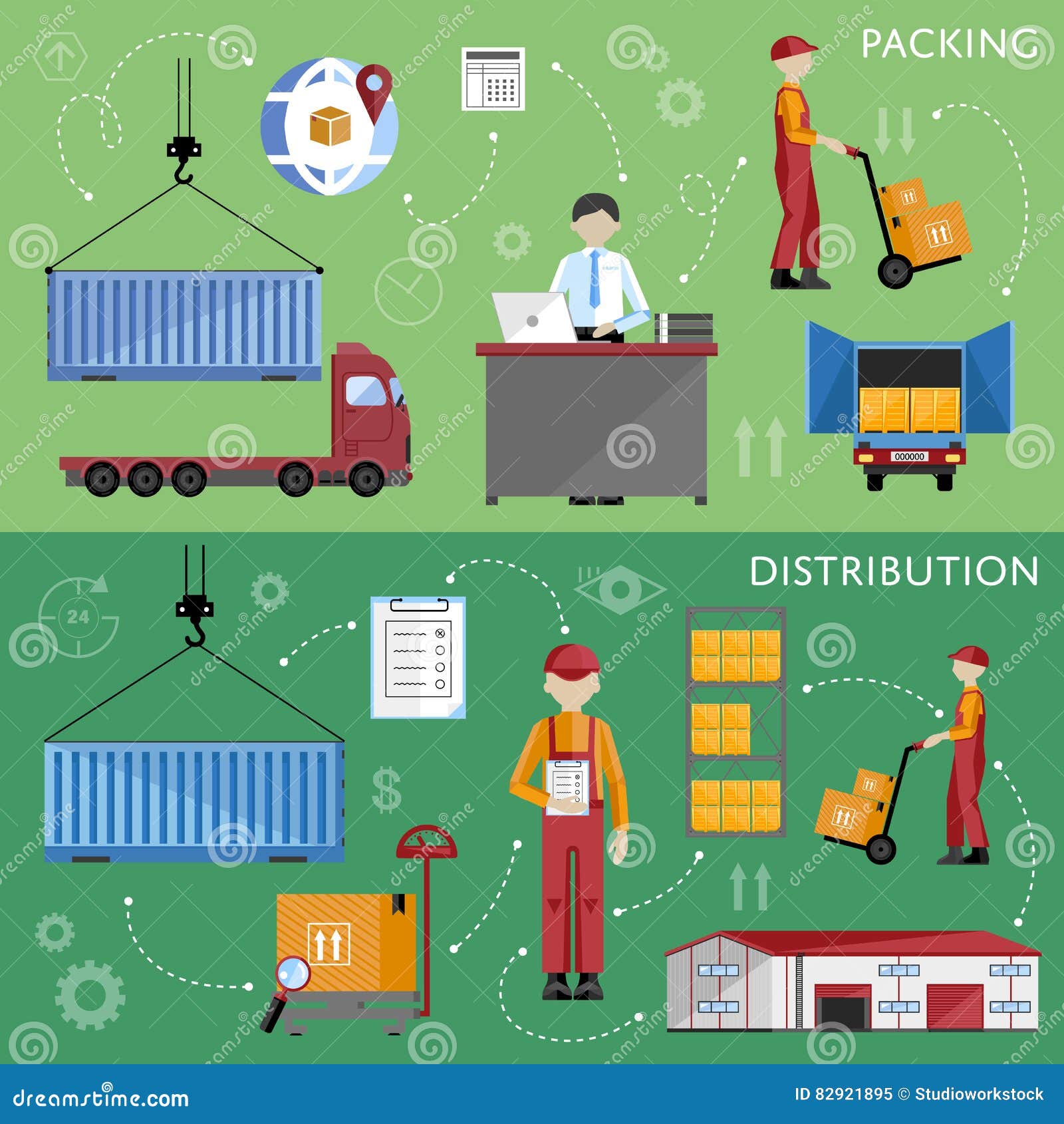 Warehouse Process Infographics Banners. Vector Illustration ...