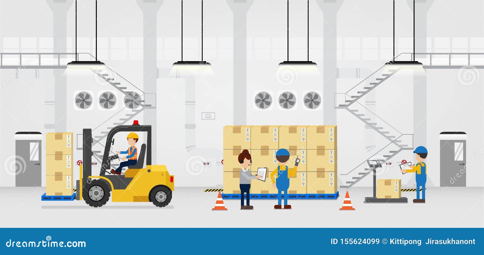 Warehouse in process stock vector. Illustration of assistant - 155624099