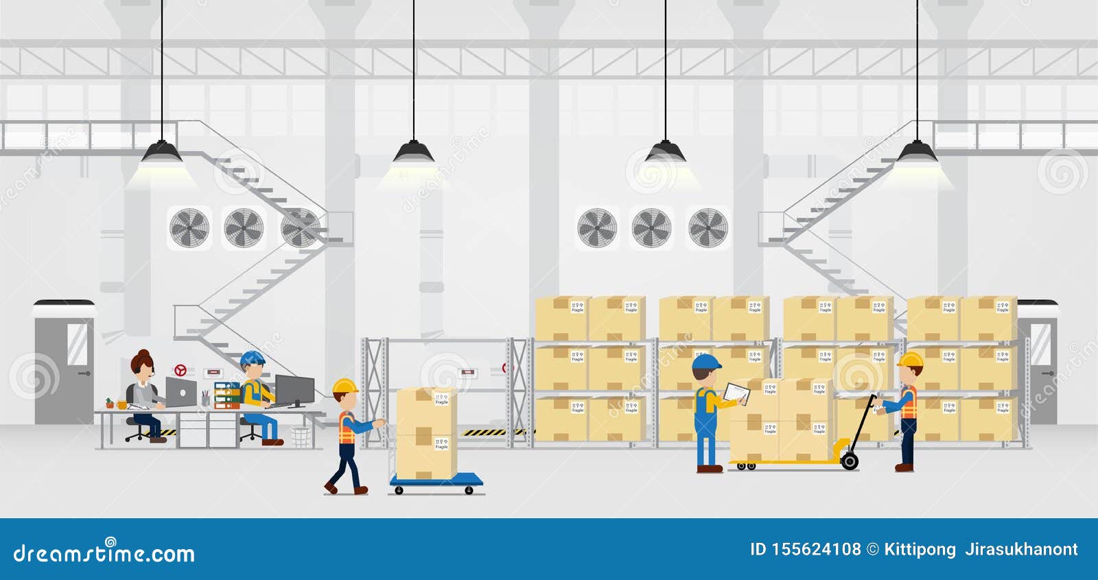 Warehouse in process stock vector. Illustration of depot - 155624108