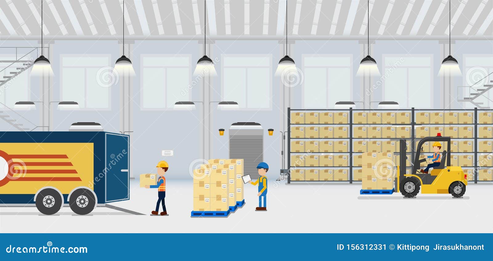 Warehouse in process stock vector. Illustration of depot - 156312331