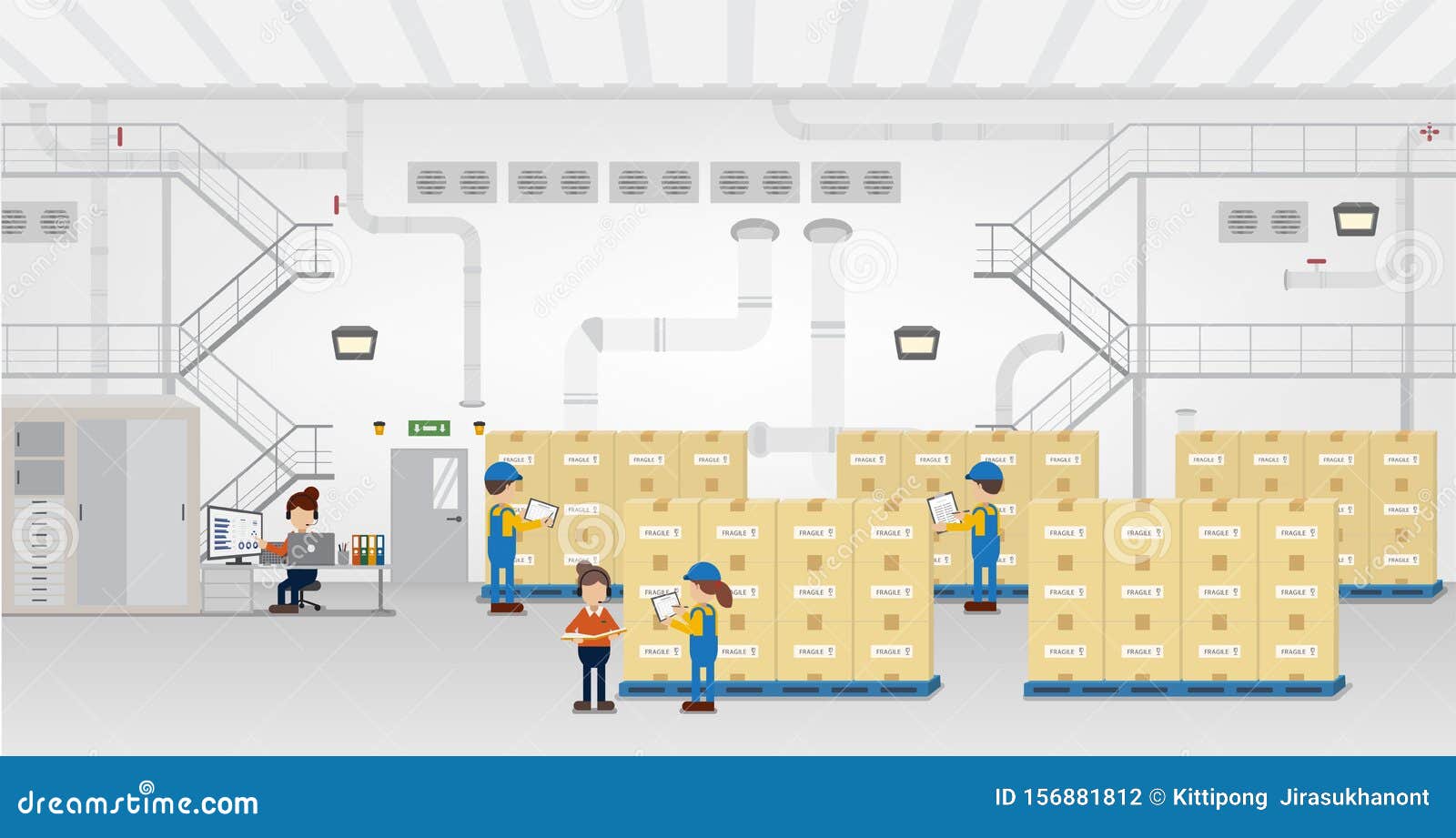 Warehouse in process stock vector. Illustration of admin - 156881812