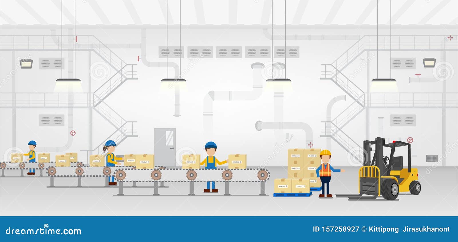 Warehouse in process stock vector. Illustration of plant - 157258927