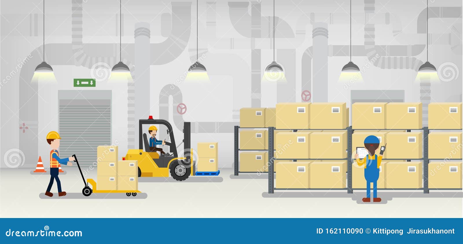 Warehouse in process stock vector. Illustration of freight - 162110090