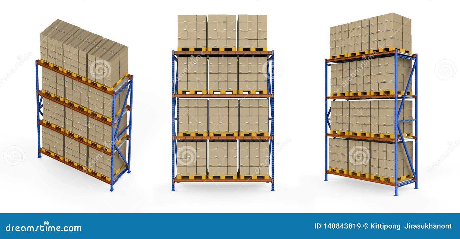 Warehouse Rack with Cardboard Boxes Stock Illustration - Illustration ...