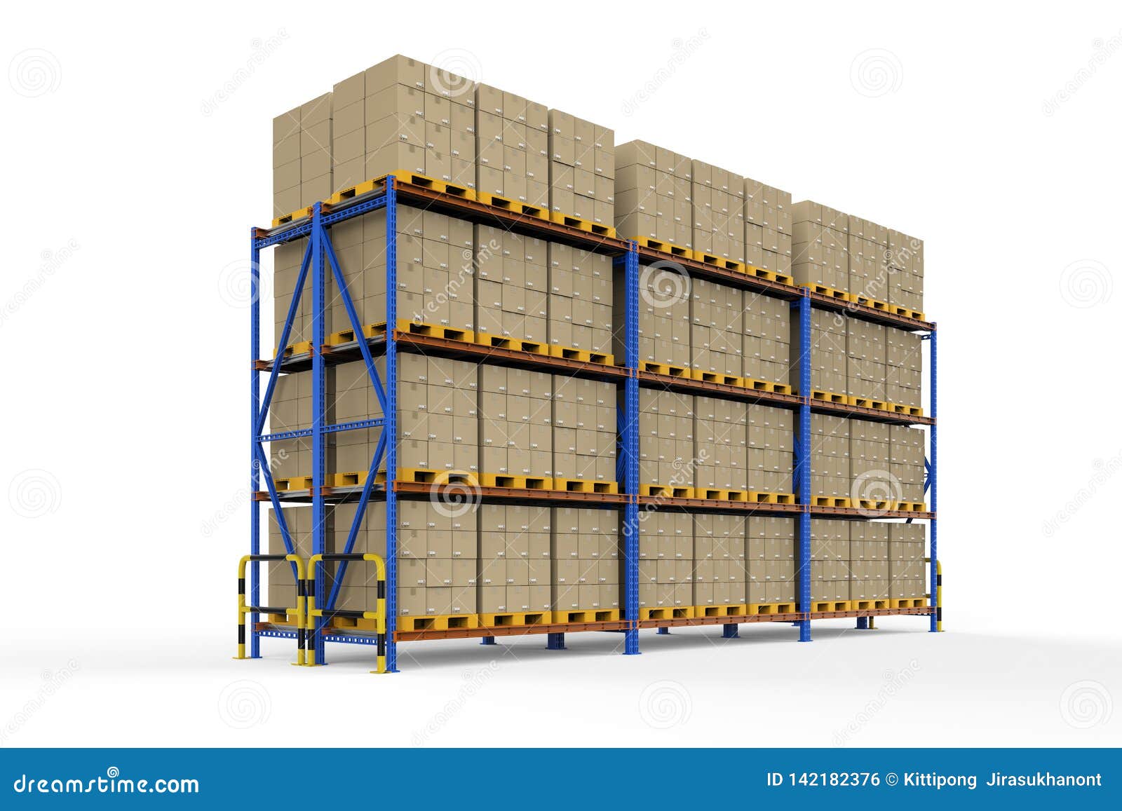 Warehouse Rack with Cardboard Boxes Stock Illustration - Illustration ...