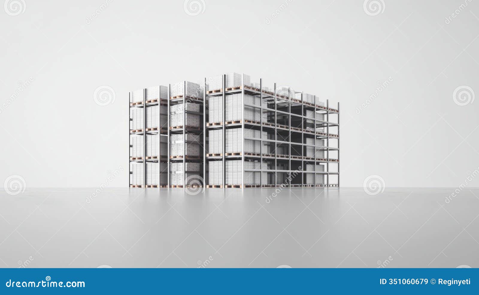 Warehouse Racking System In Minimalist 8K Resolution Render Stock Image ...