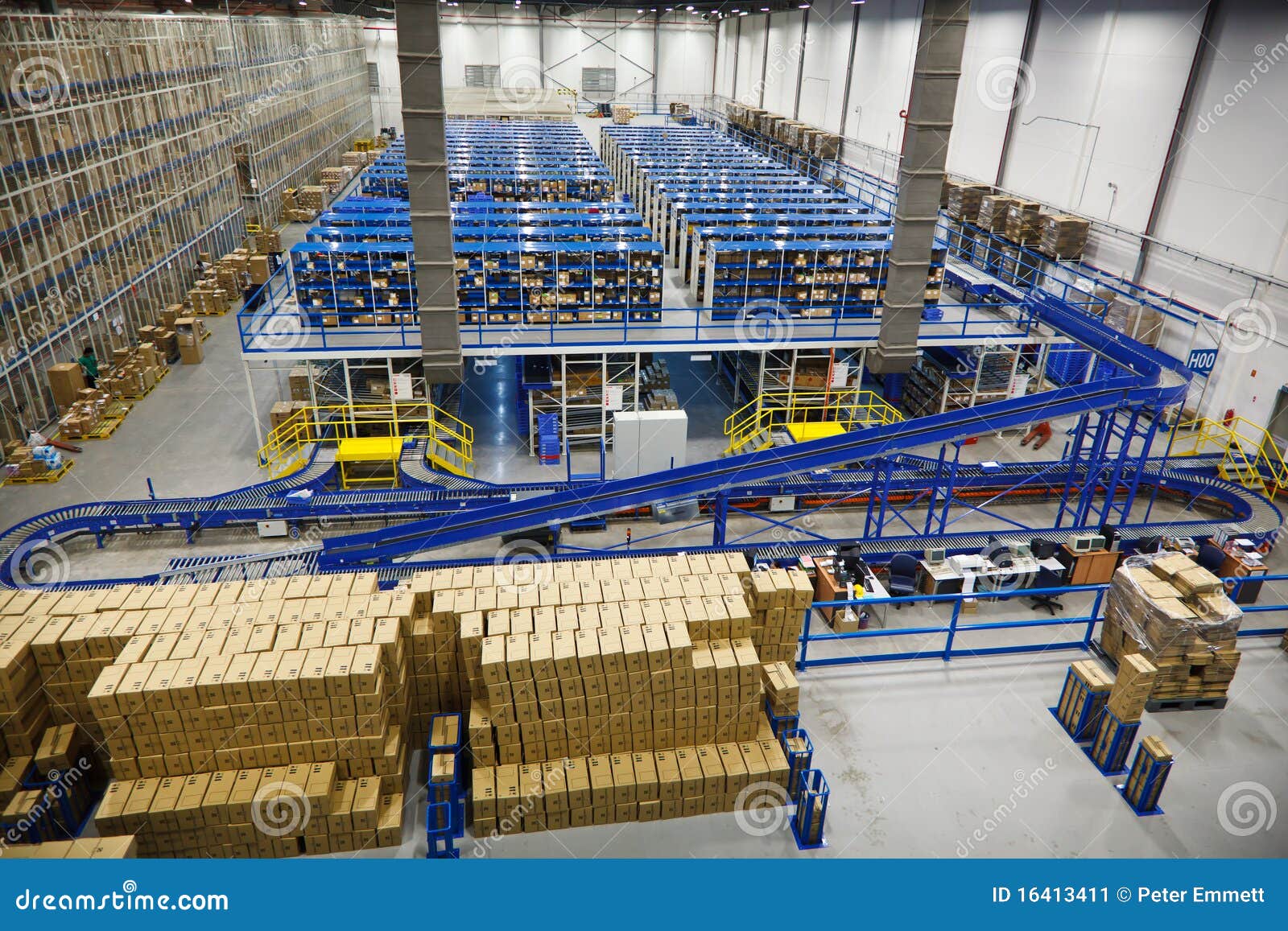 Big Warehouse With Red Racks Full Of Boxes Stock Image | CartoonDealer ...