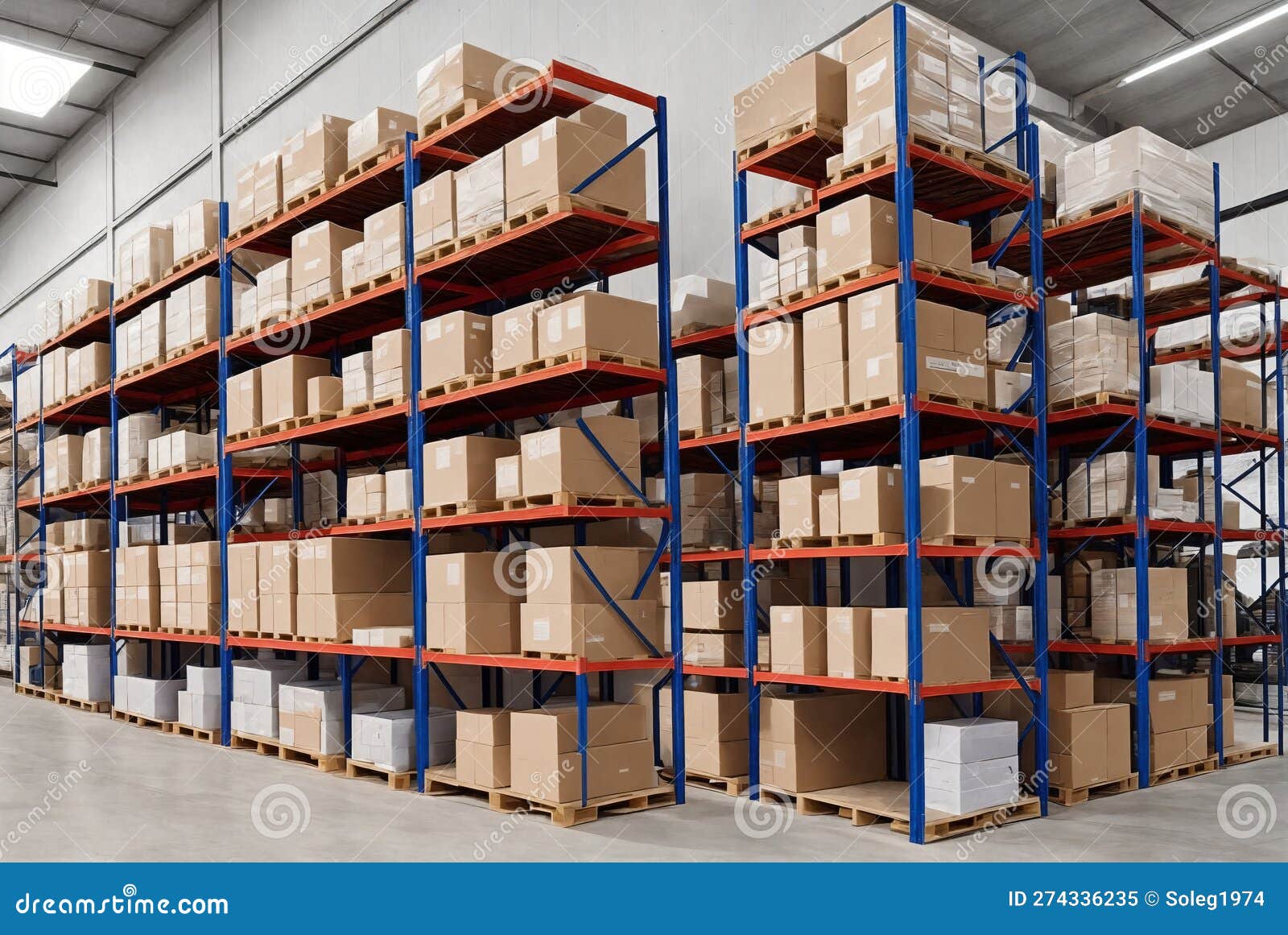 Warehouse, Racks with Boxes. Generative AI Stock Illustration ...