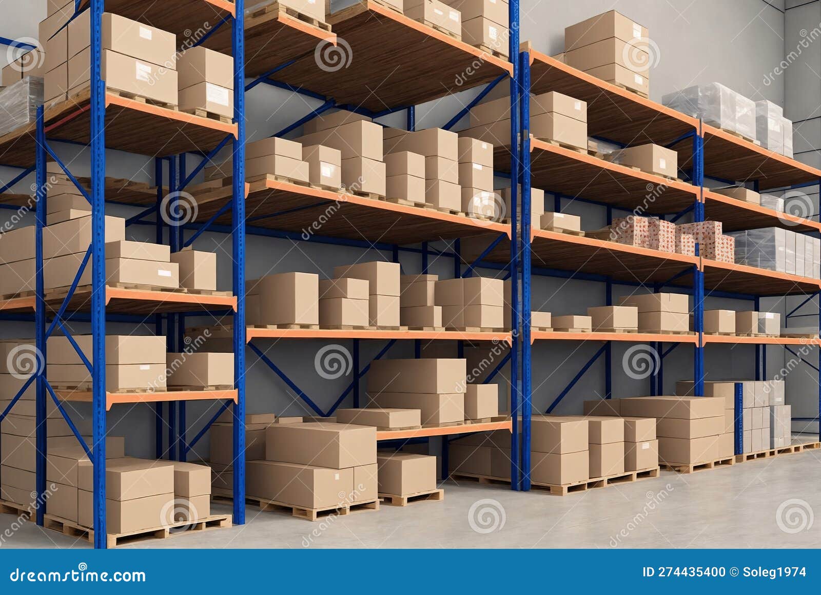 Warehouse, Racks with Boxes. Generative AI Stock Illustration ...