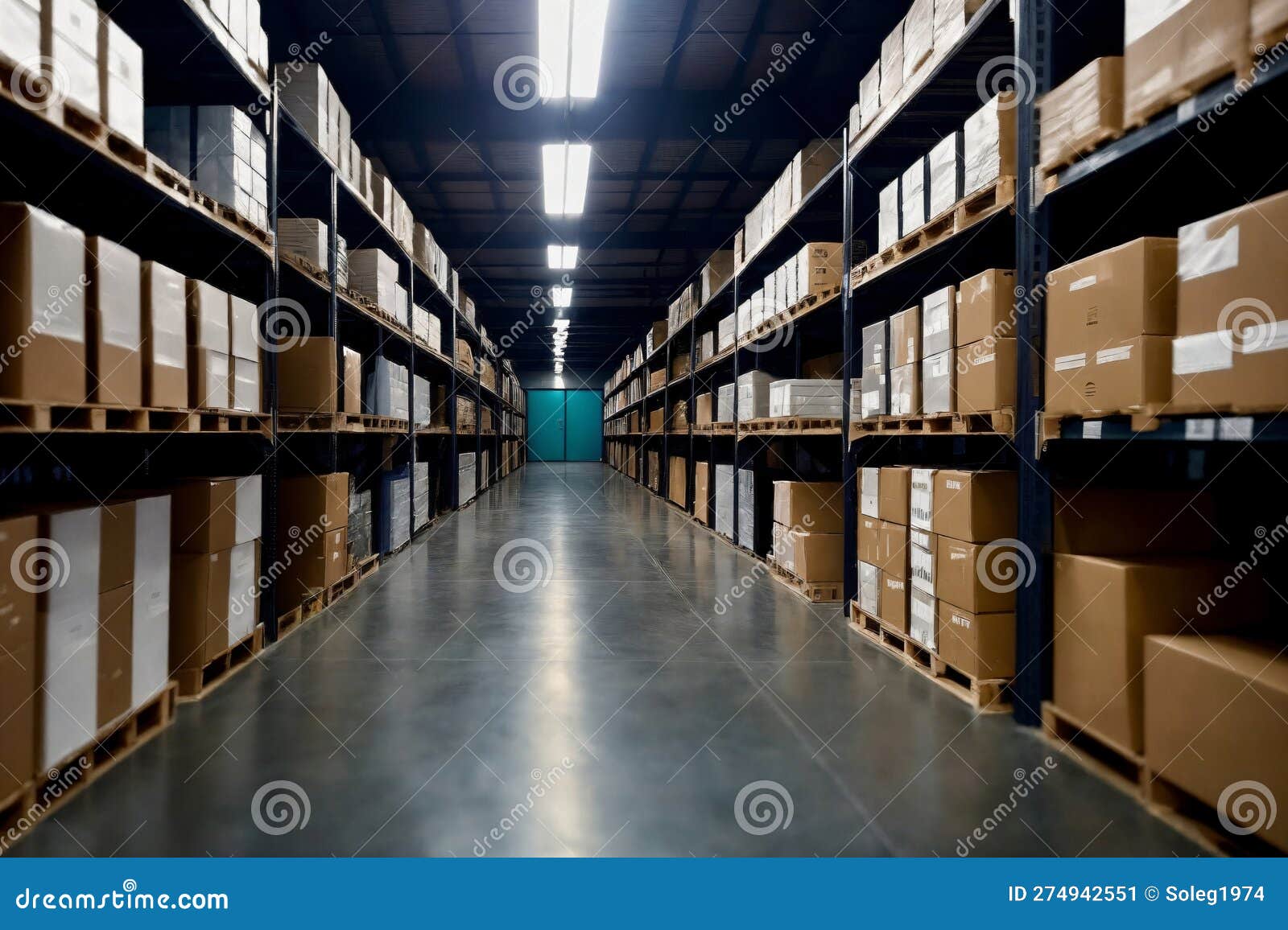 Warehouse, Racks with Boxes. Generative AI Stock Illustration ...