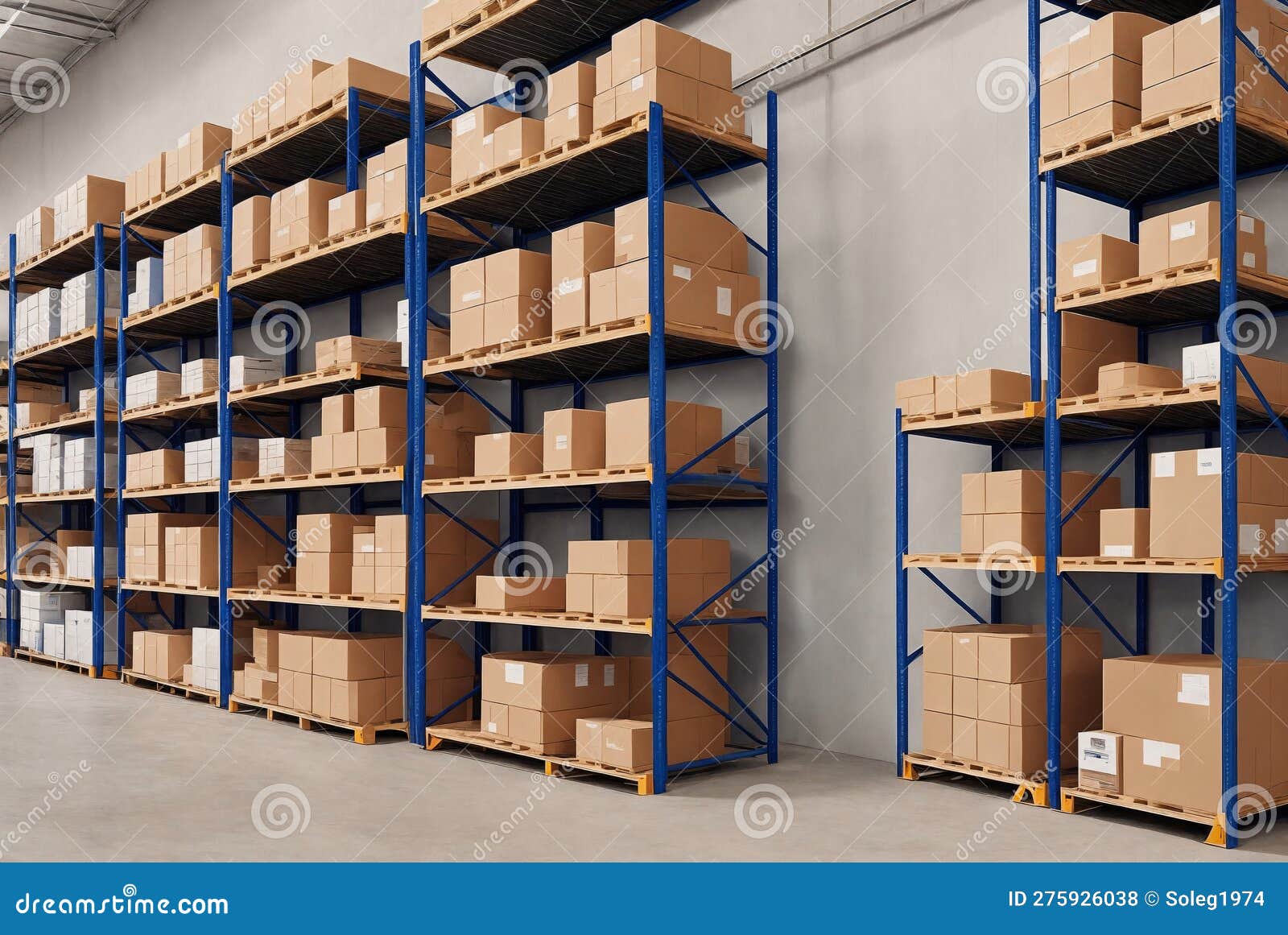 Warehouse, Racks with Boxes. Generative AI Stock Illustration ...