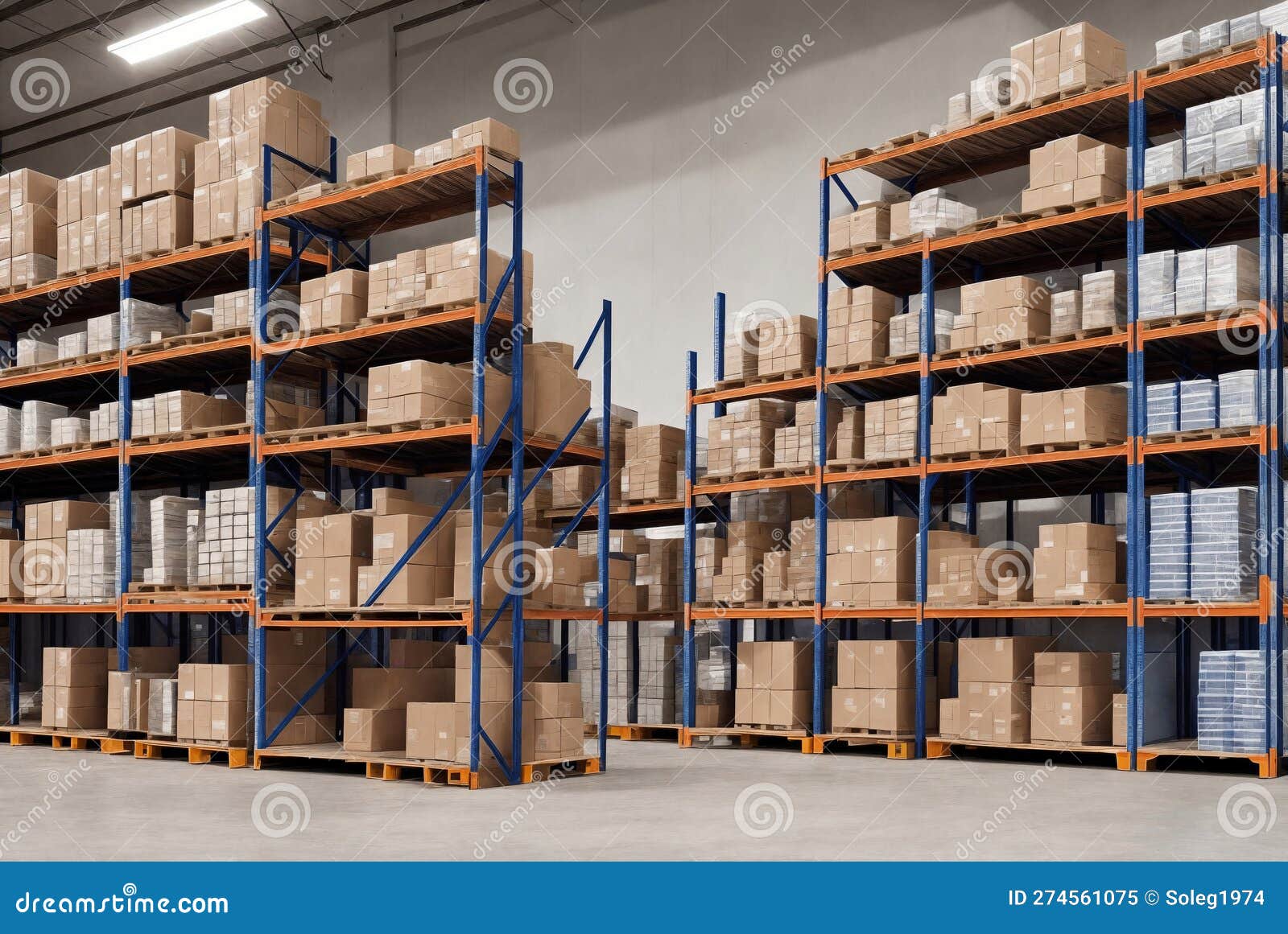 Warehouse, Racks with Boxes. Generative AI Stock Illustration ...