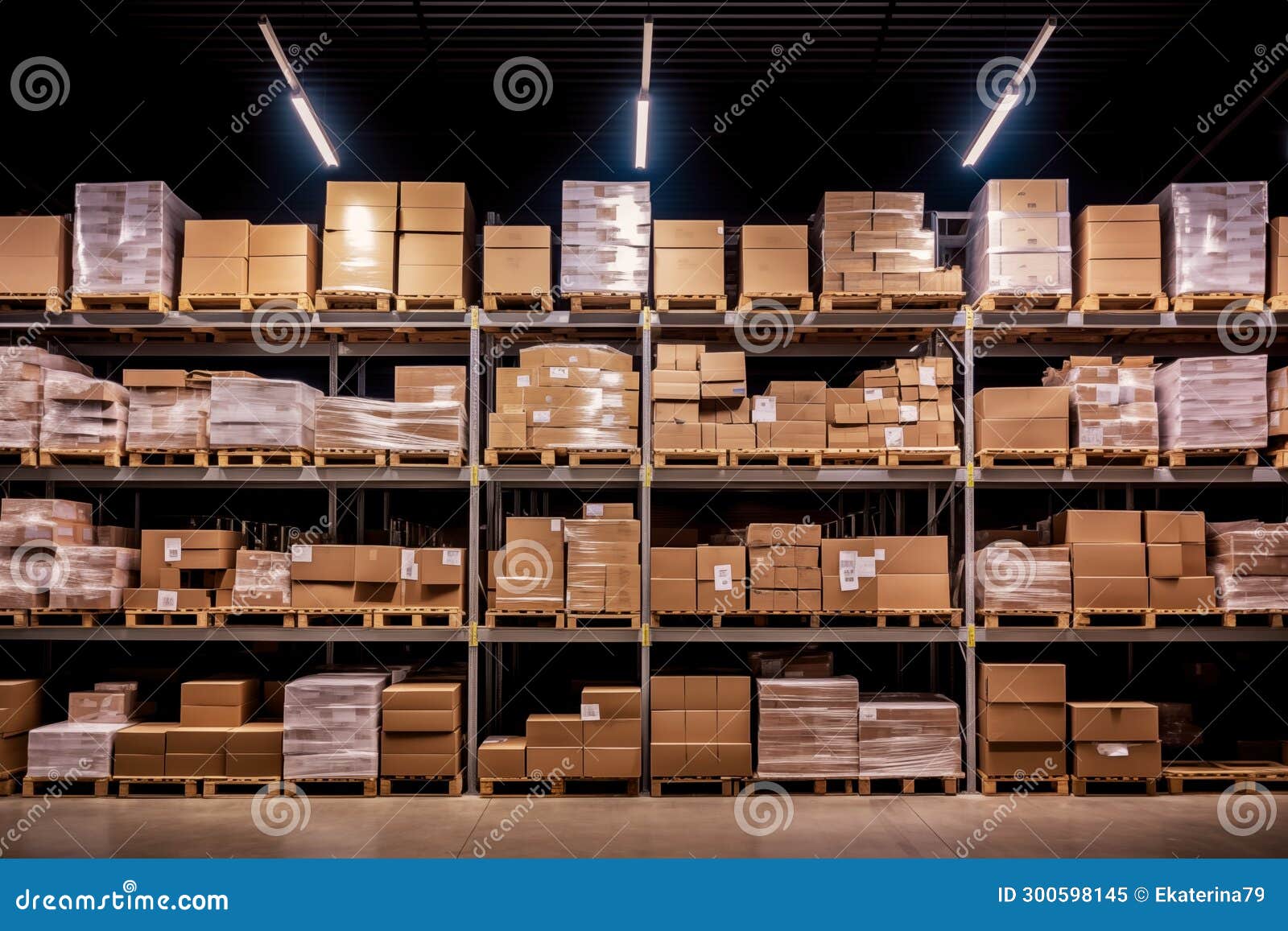 Warehouse Racks with Lots of Boxes on Them. Created with Generative AI ...