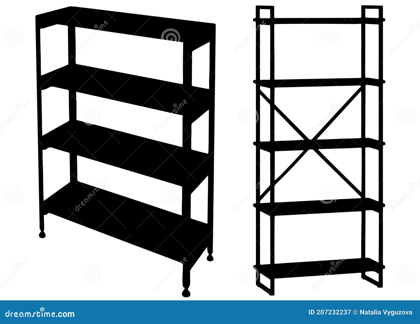 Warehouse Racks in 5 Tiers in a Set Stock Vector - Illustration of ...