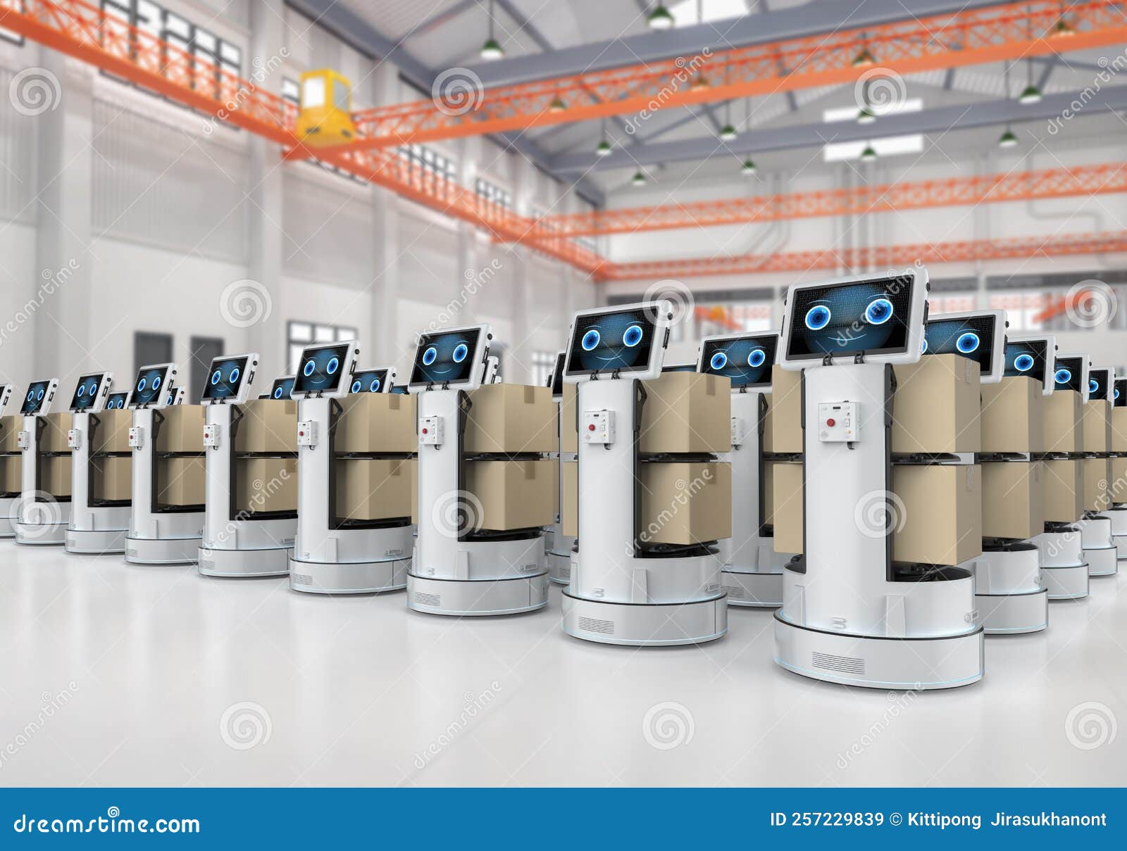 Warehouse Robot or Robotic Assistant Carry Boxes Stock Illustration ...