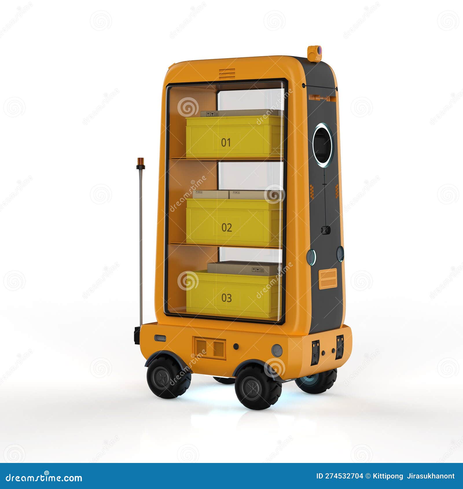 Warehouse Robot or Robotic Assistant Deliver Boxes Stock Illustration ...