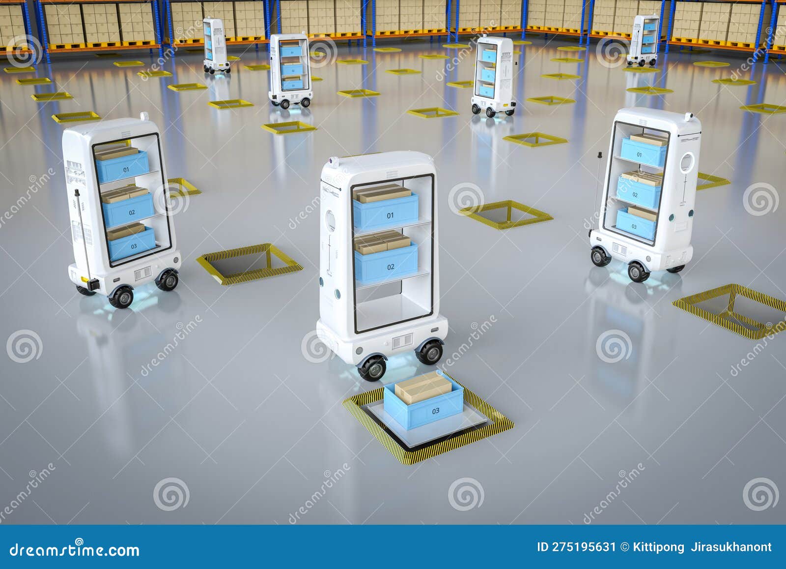 Warehouse Robot or Robotic Assistant Deliver Boxes Stock Image - Image ...