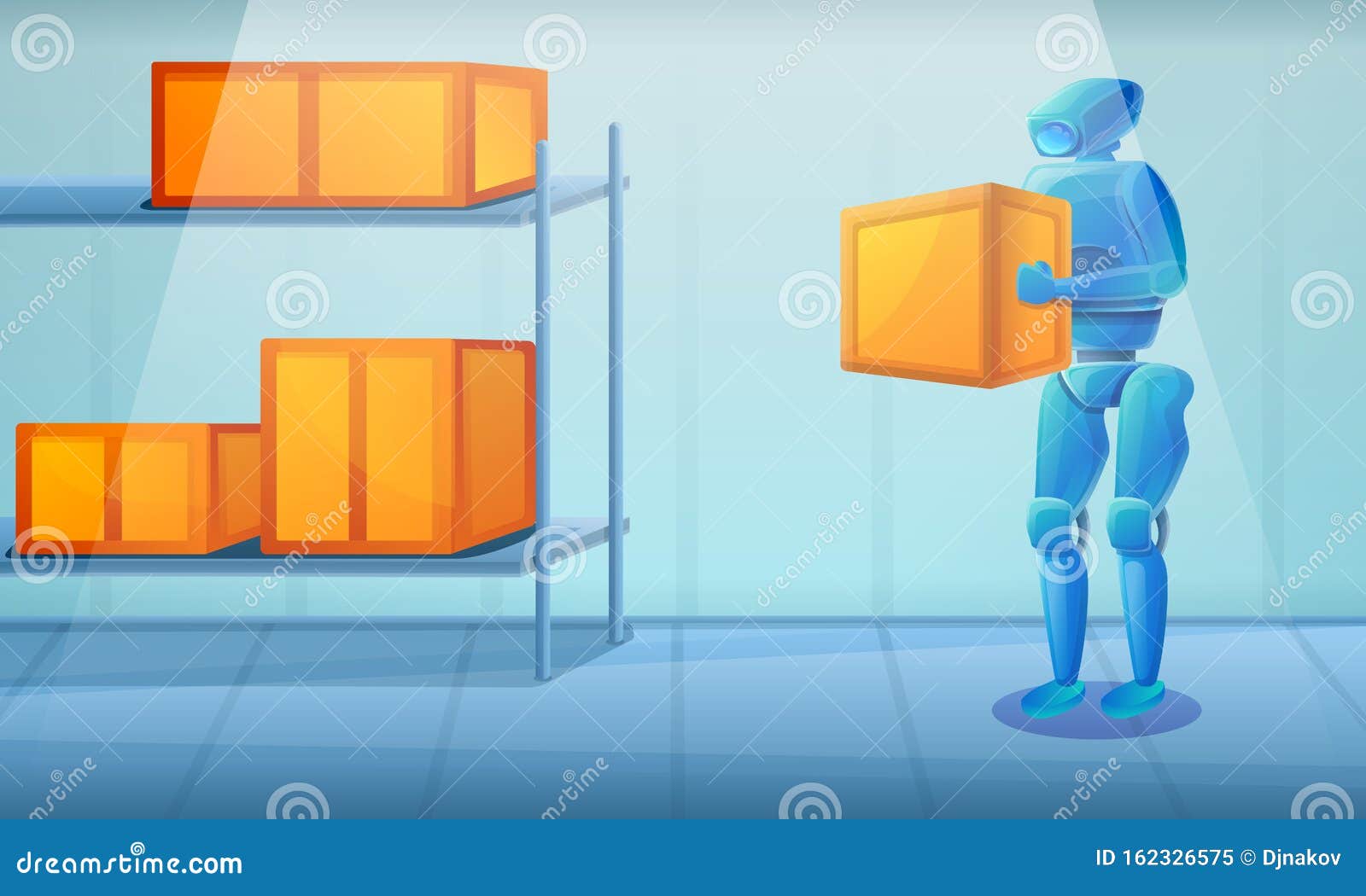 Warehouse Robot Working at Warehouse Stock Vector - Illustration of ...