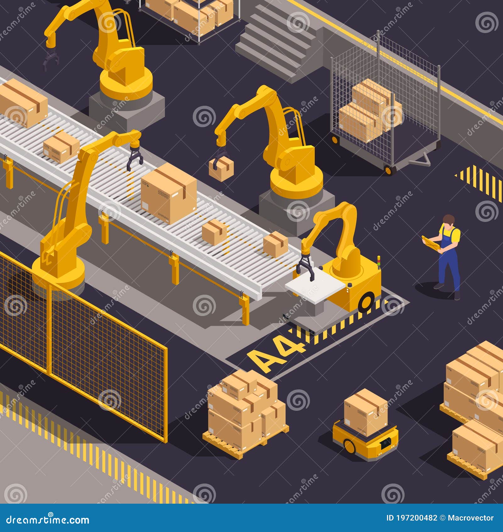 Robotics Isometric Flowchart Composition Cartoon Vector | CartoonDealer ...