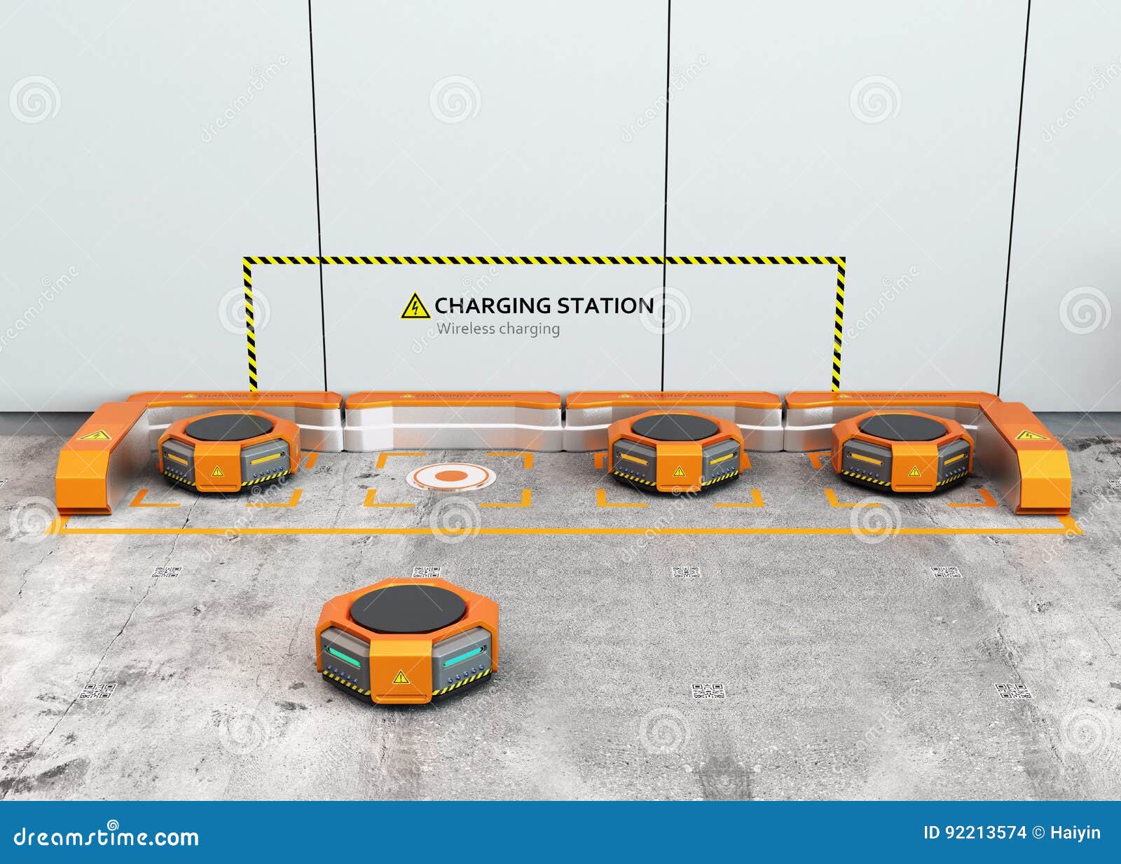 Warehouse Robots Charging at Charging Station Stock Illustration ...