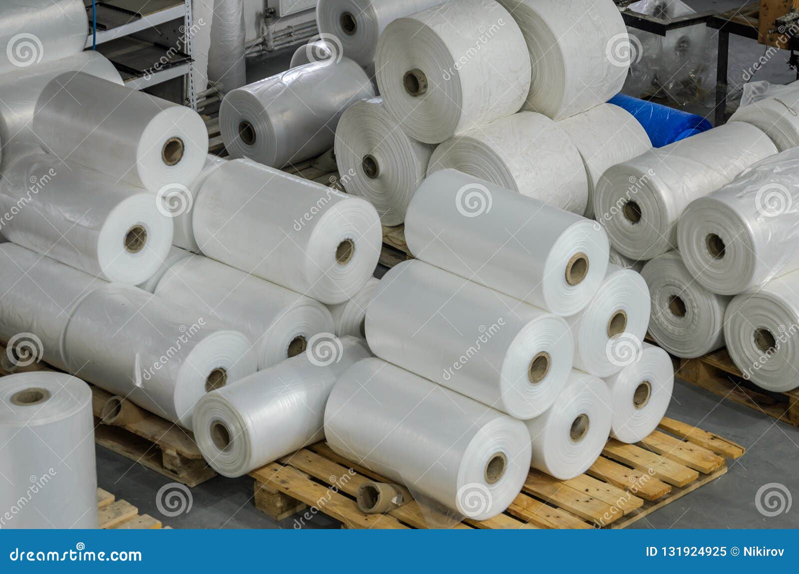Warehouse with Rolls of Polyethylene Stock Image - Image of container ...