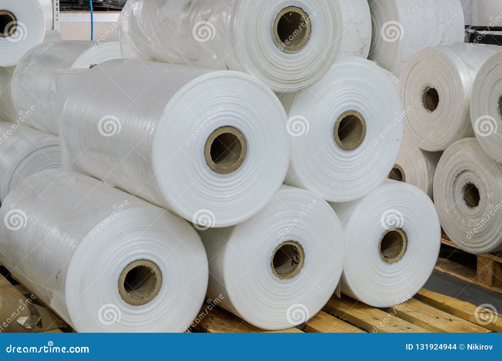 Warehouse with Rolls of Polyethylene Stock Photo - Image of factory ...