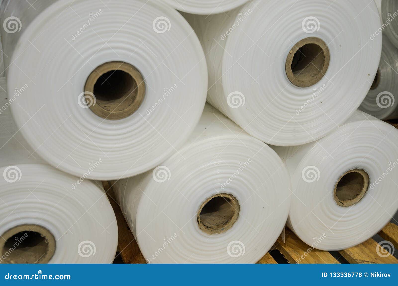 Warehouse with Rolls of Polyethylene Stock Photo - Image of ...