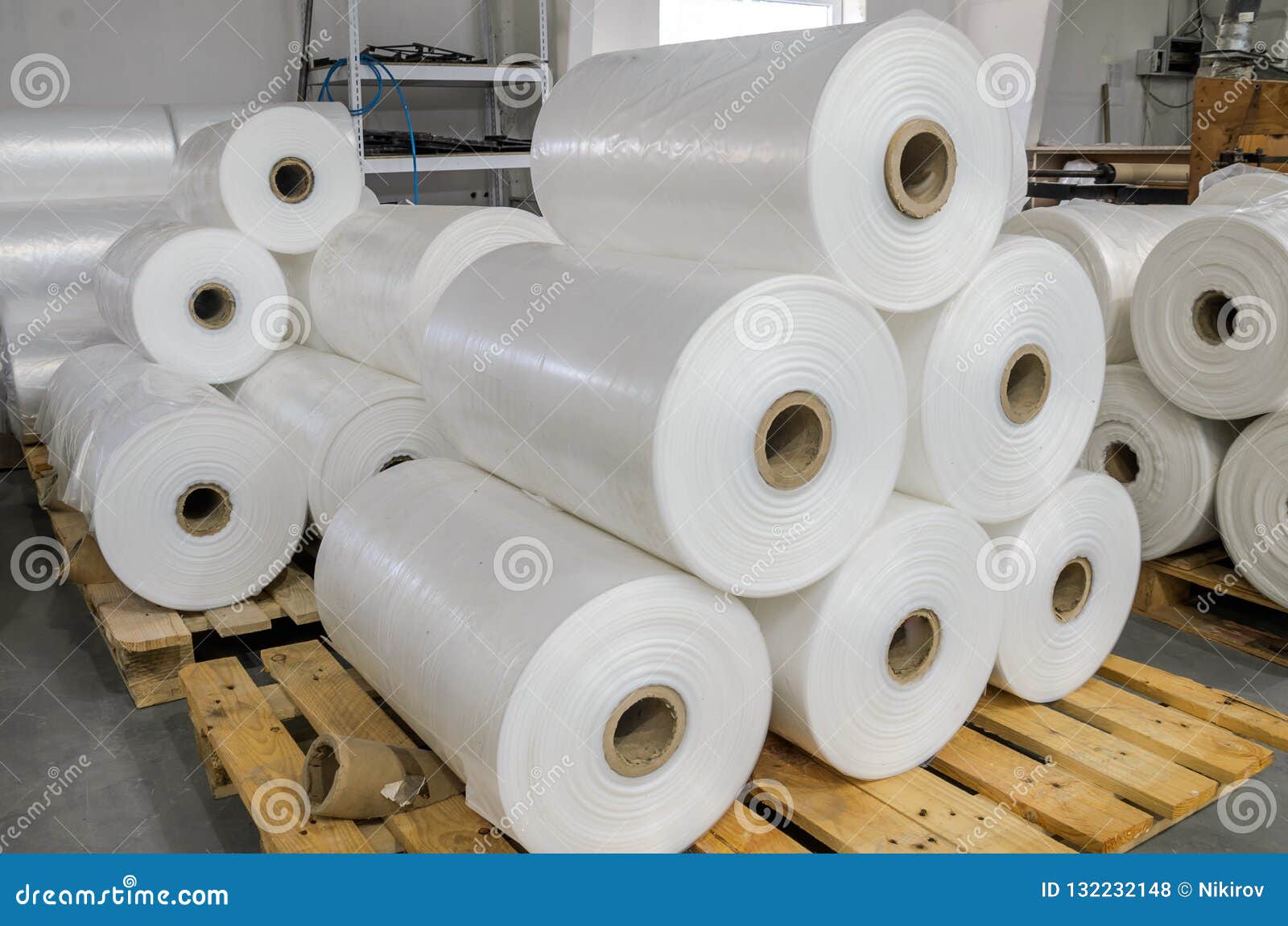 Warehouse with Rolls of Polyethylene Stock Photo - Image of detail ...