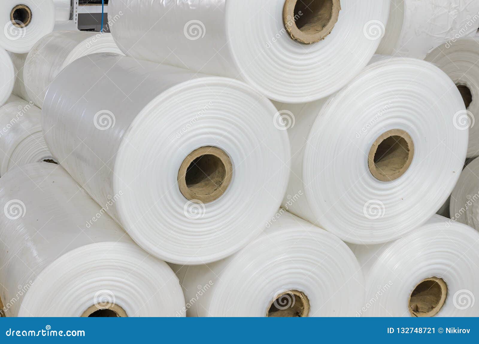 Warehouse with Rolls of Polyethylene Stock Image - Image of packaging ...