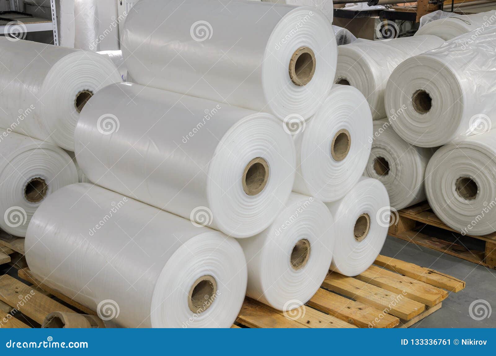 Warehouse with Rolls of Polyethylene Stock Image - Image of background ...
