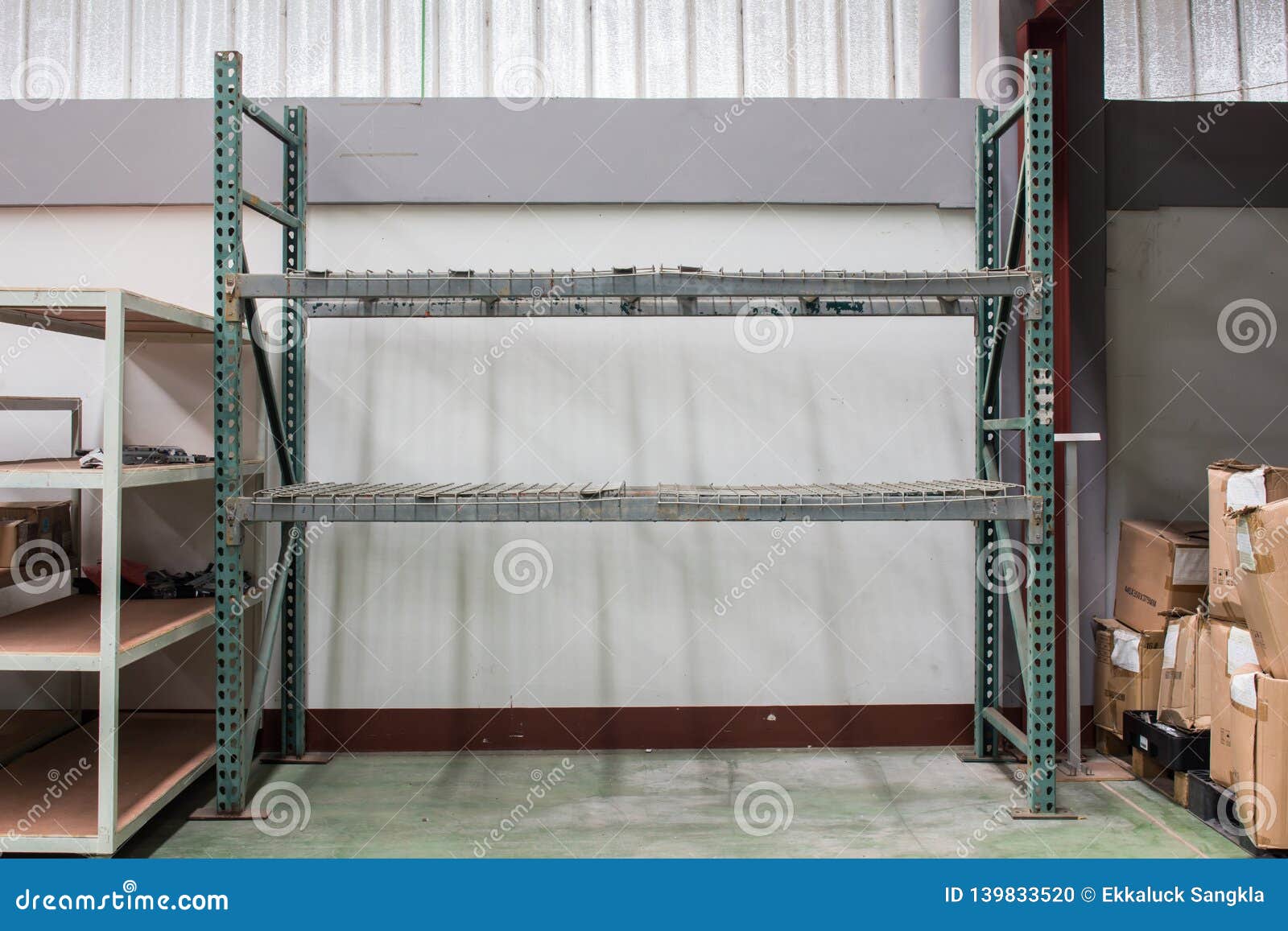 The Empty Shelves in Storehouse for Keep Your Boxes Stock Photo - Image ...