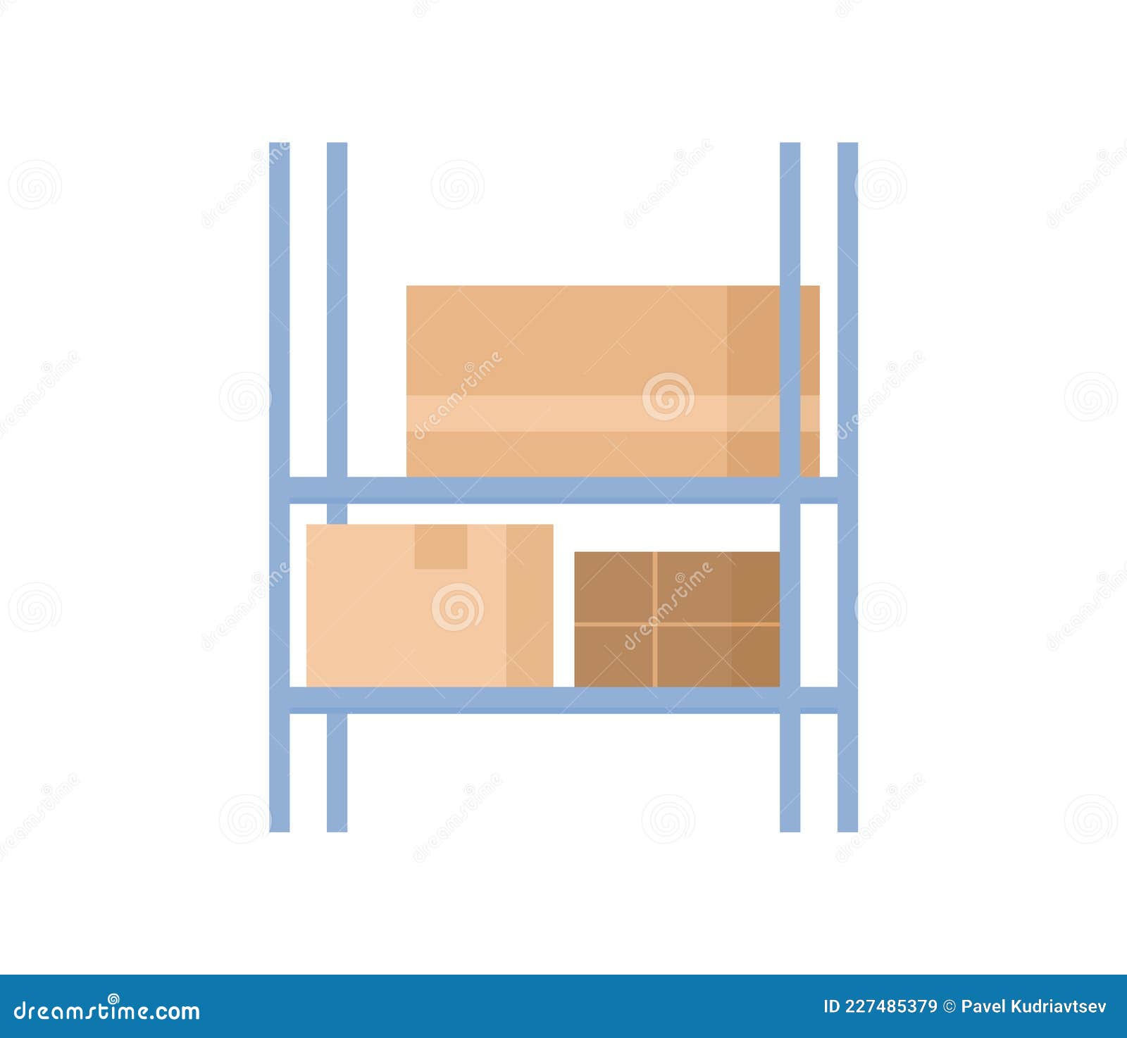 Warehouse Shelf With Boxes Pvc Pipes And Merchandise Vector ...