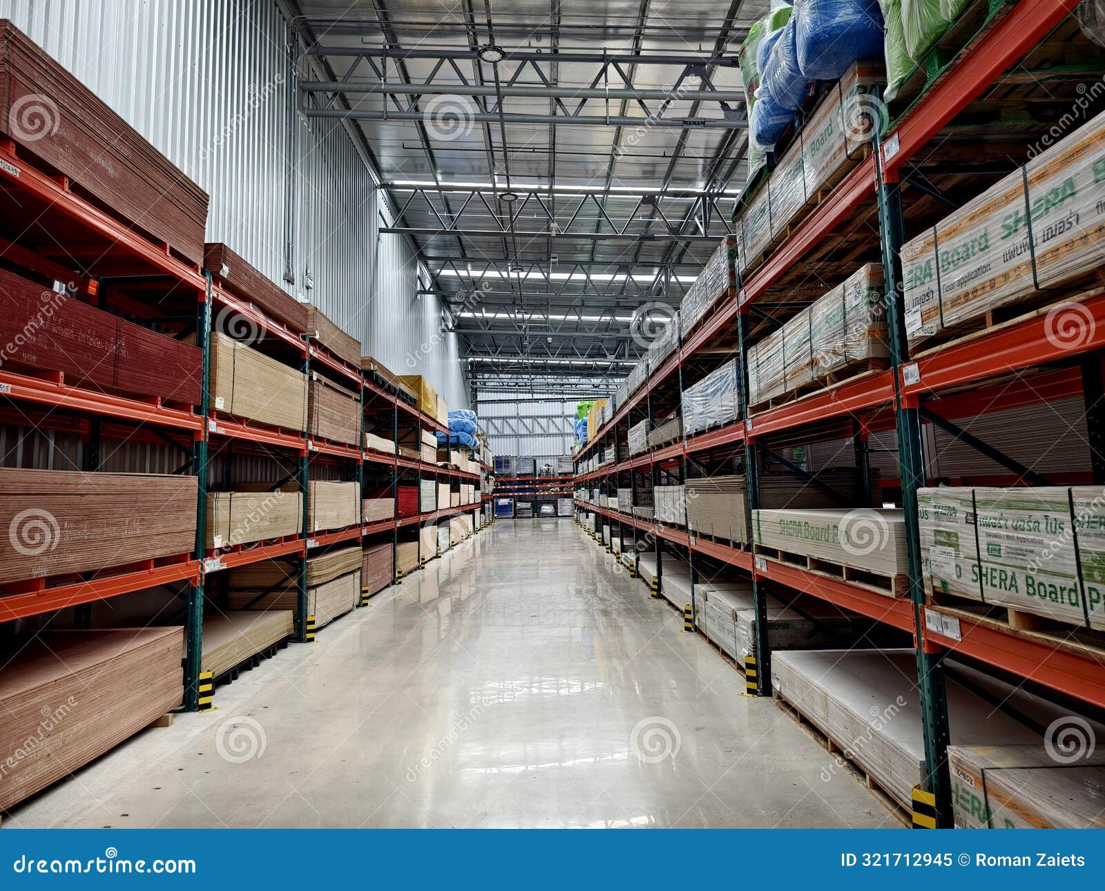 Warehouse with Shelves and Boxes in the Shopping Mall for Retail Stock ...