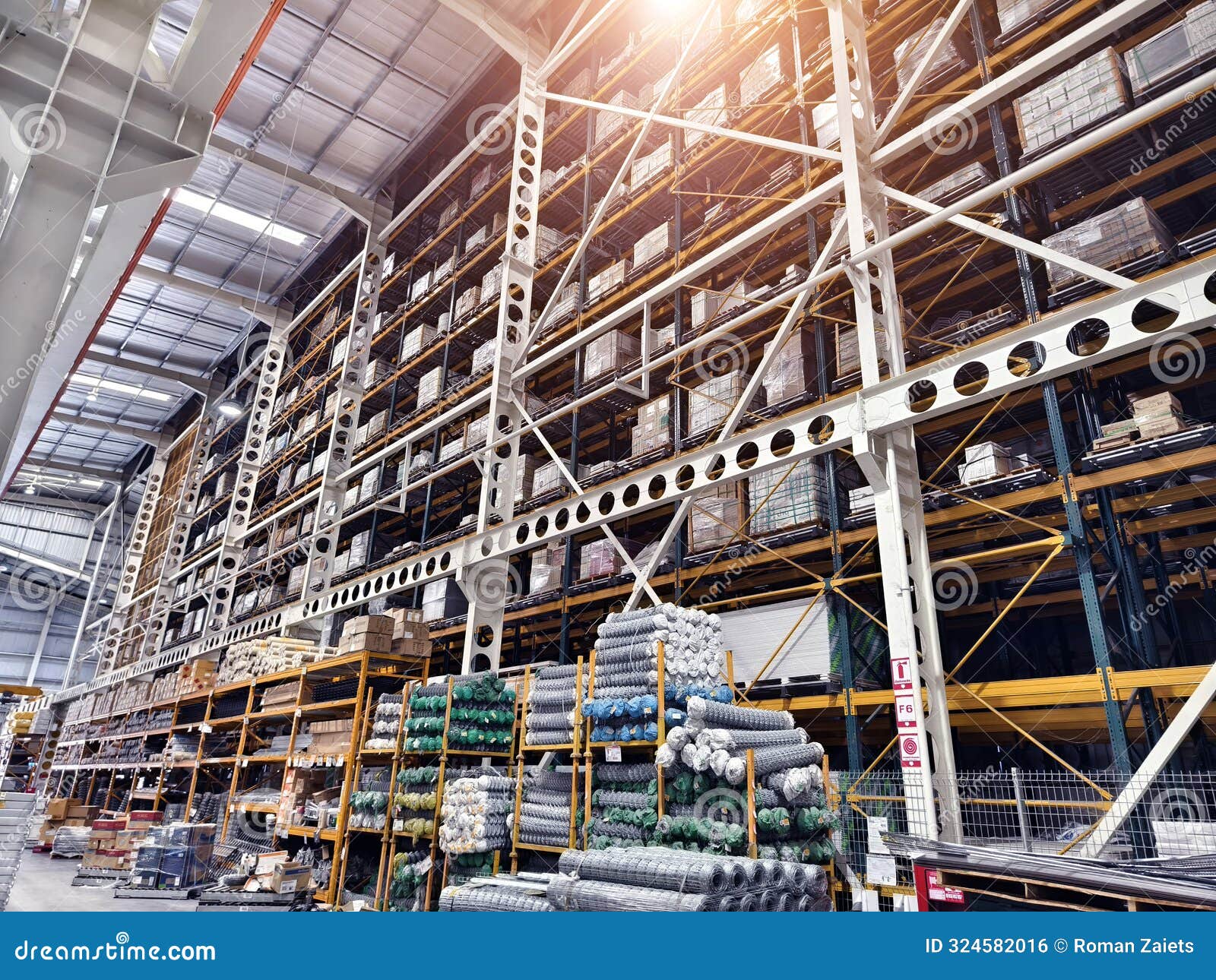 Warehouse with Shelves and Boxes in the Shopping Mall for Retail Stock ...