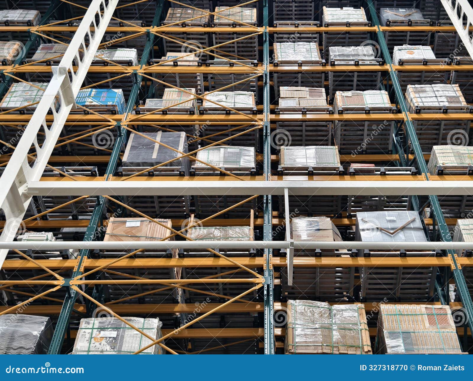 Warehouse with Shelves and Boxes in the Shopping Mall for Retail Stock ...