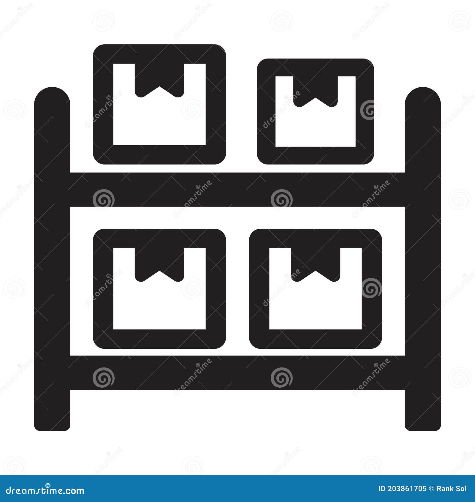 Warehouse, Shelves, Boxes, Storage Fully Editable Vector Icon Stock ...