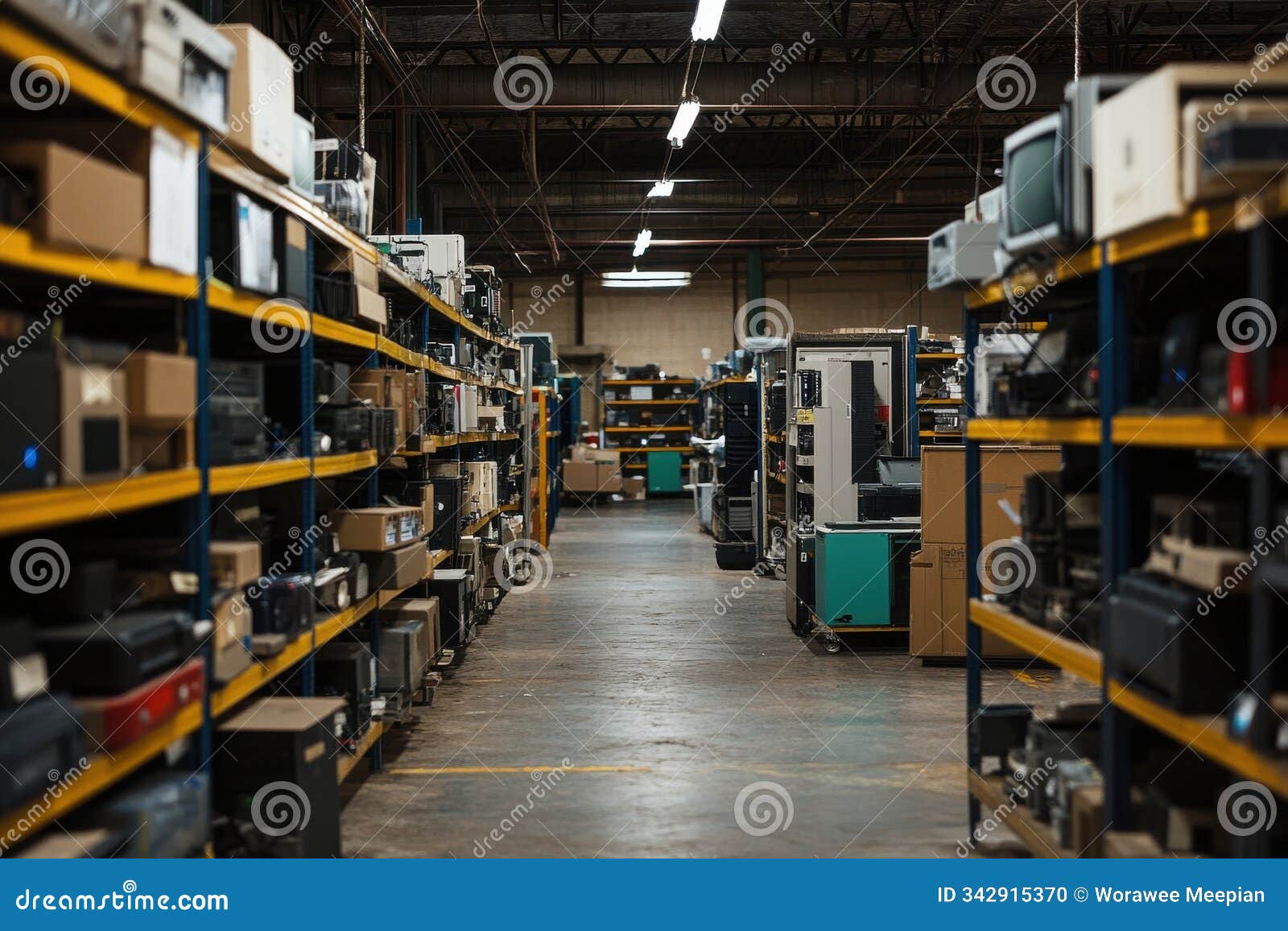 A Warehouse with Shelves Full of Old Electronics Stock Photo - Image of ...