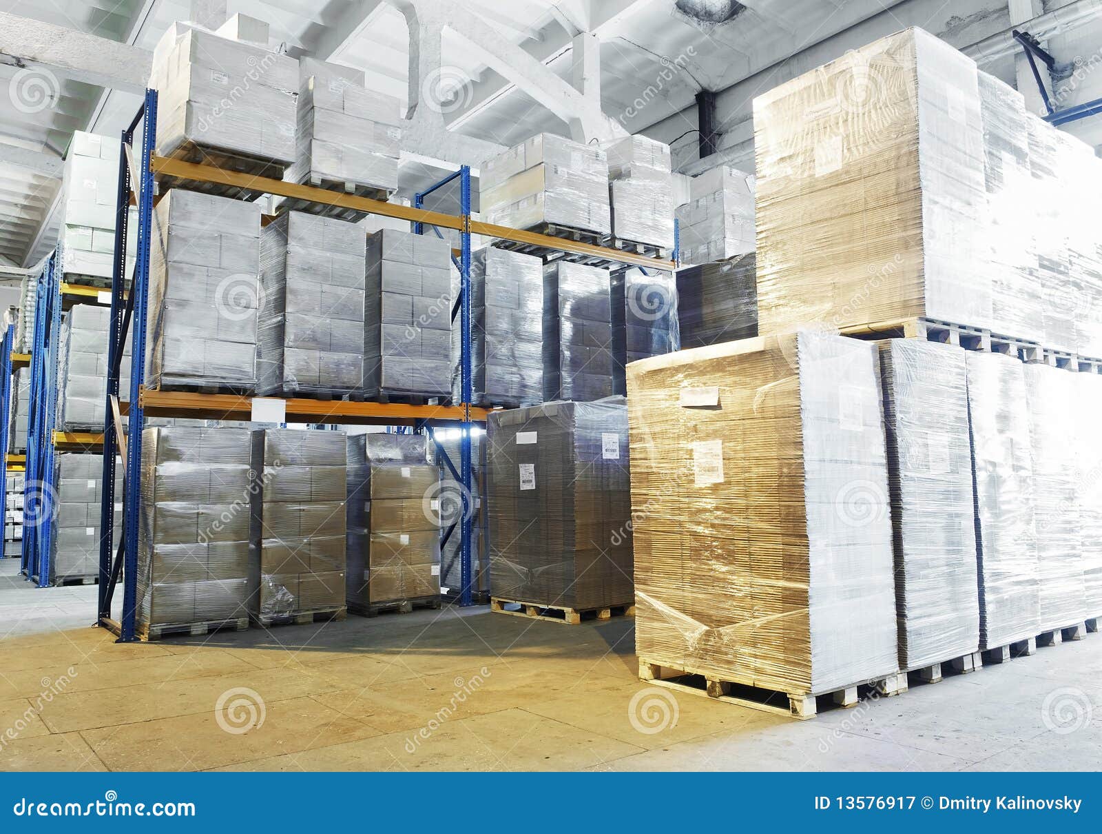 Warehouse with Shelves Rack Stock Image - Image of business, shelves ...