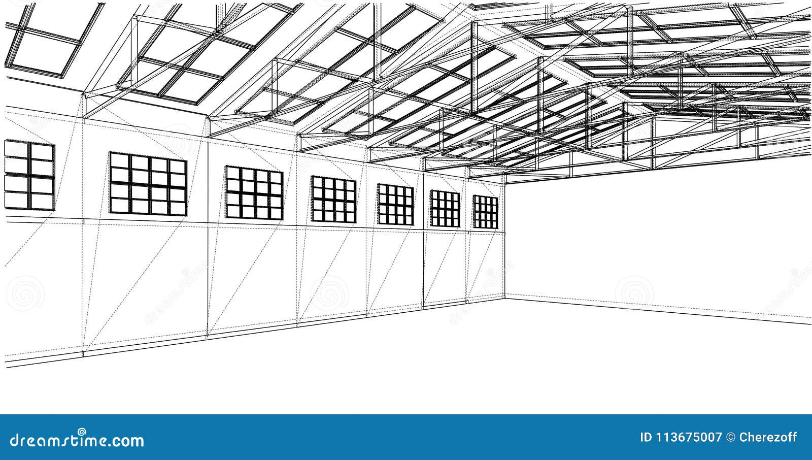 Warehouse Sketch. 3d Illustration Stock Illustration - Illustration of ...