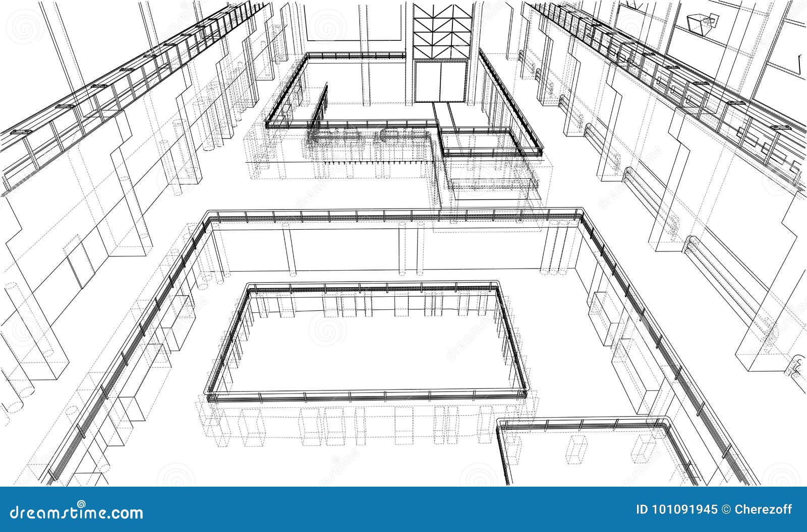 Warehouse sketch. Vector stock vector. Illustration of interior - 101091945