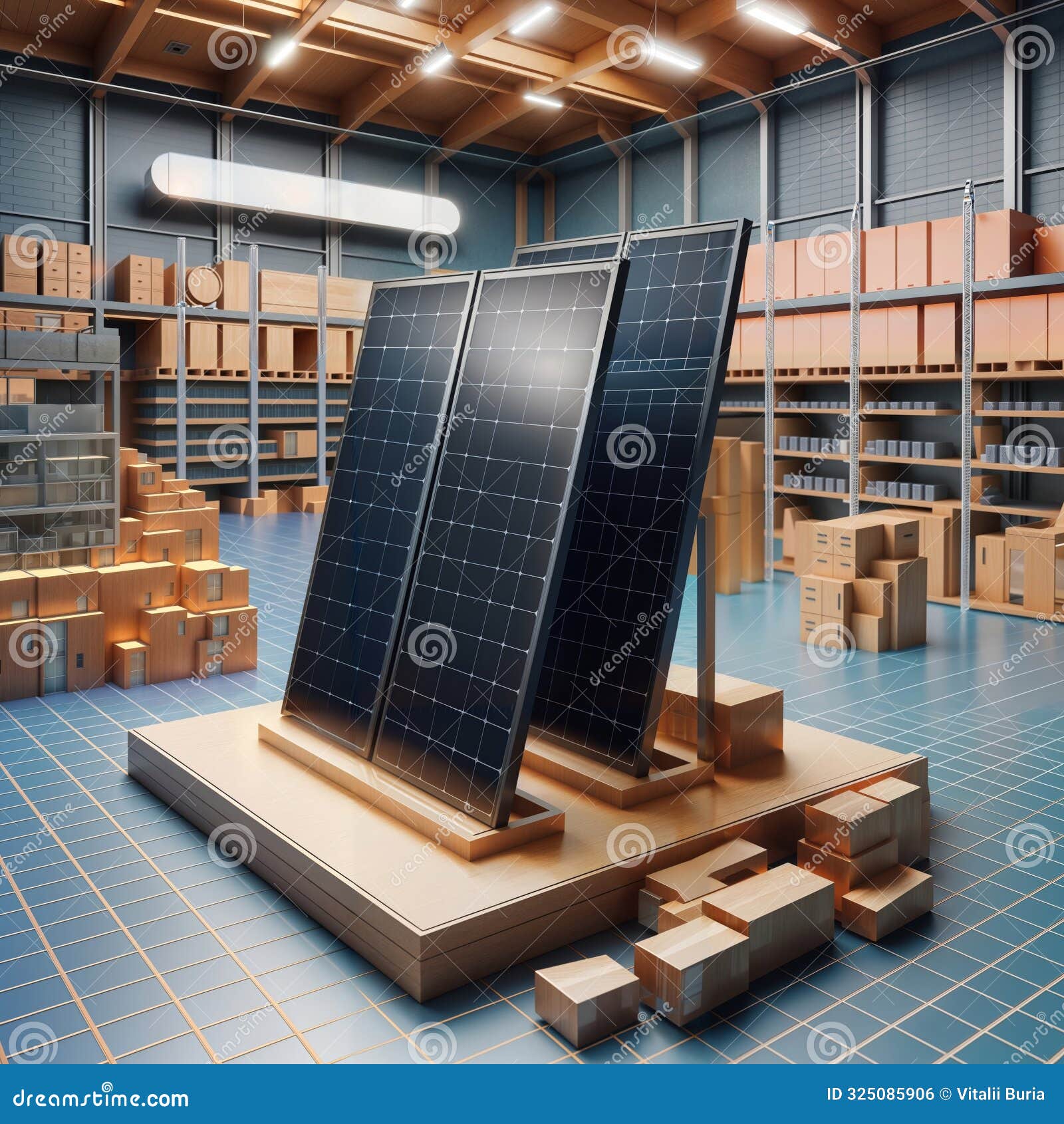Warehouse Solar Stockpile, Generative Ai Stock Illustration ...