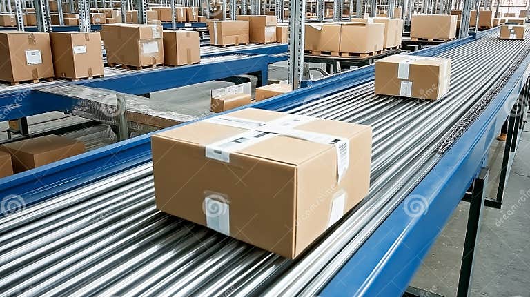 Warehouse Sorting Packages Onto Conveyor Belts, Fast and Efficient ...