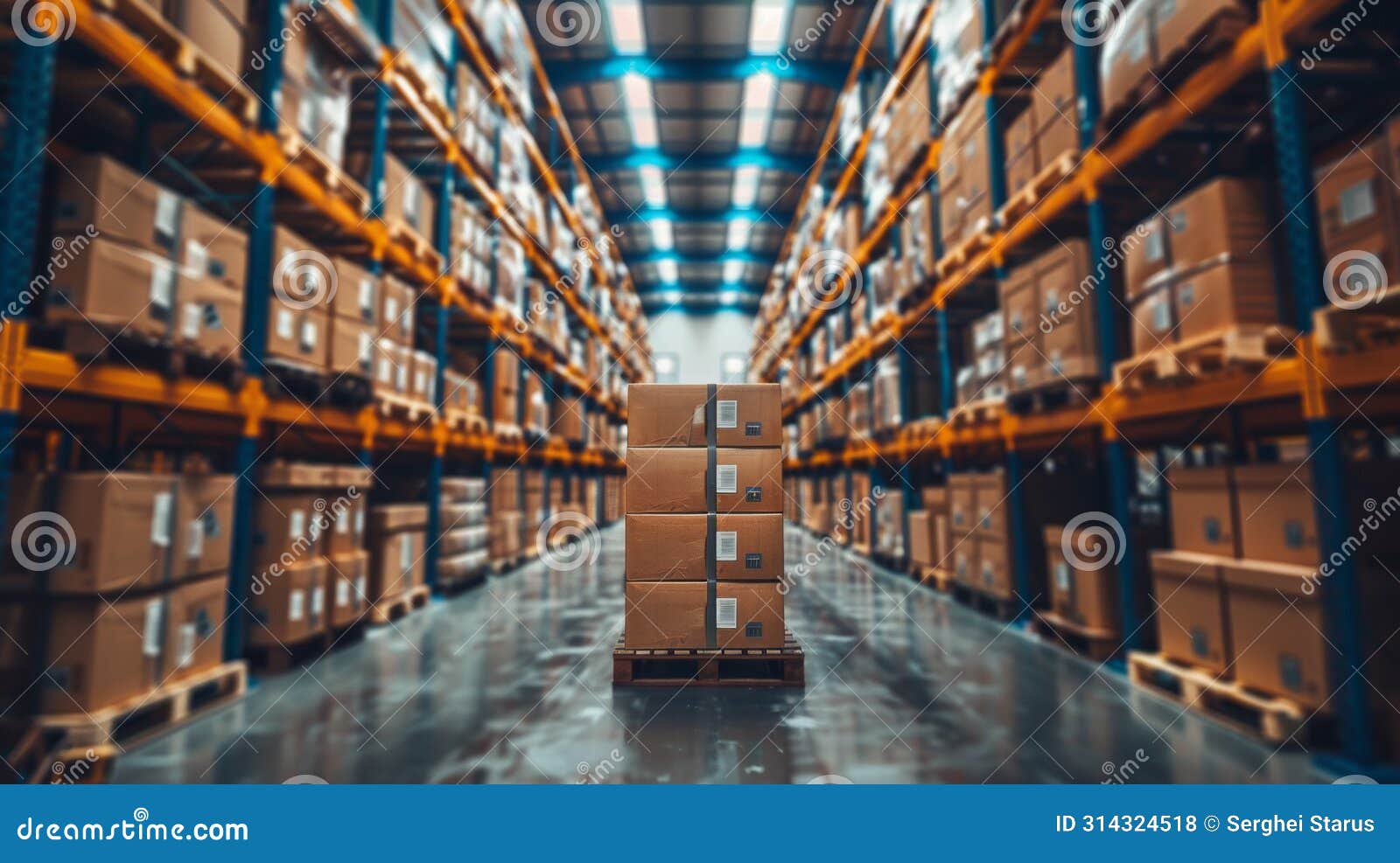 A Warehouse with a Stack of Boxes on Top of Each Other, AI Stock Photo ...