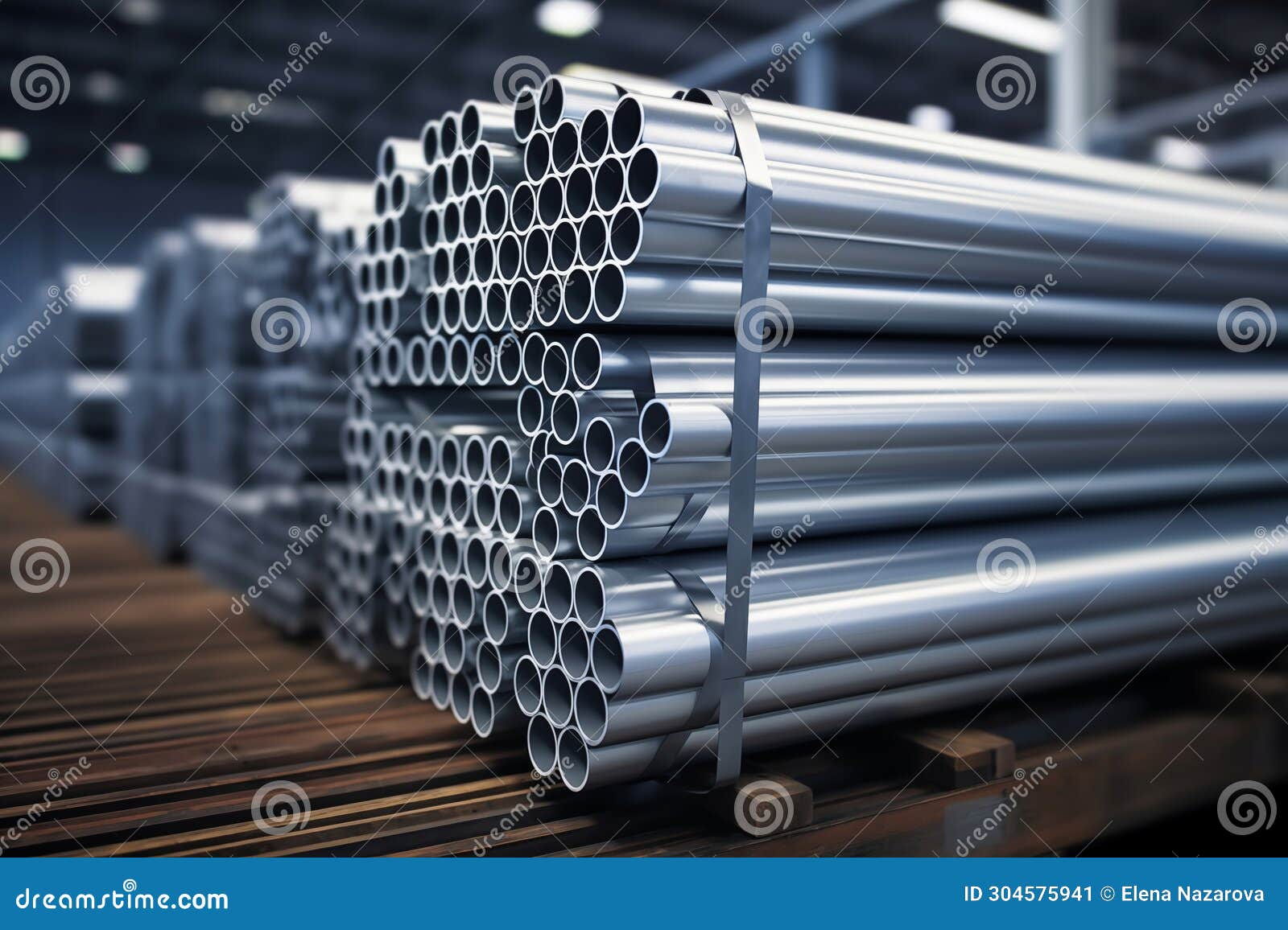 A Warehouse Stack of Shiny New Industrial Metal Tubes for Construction ...