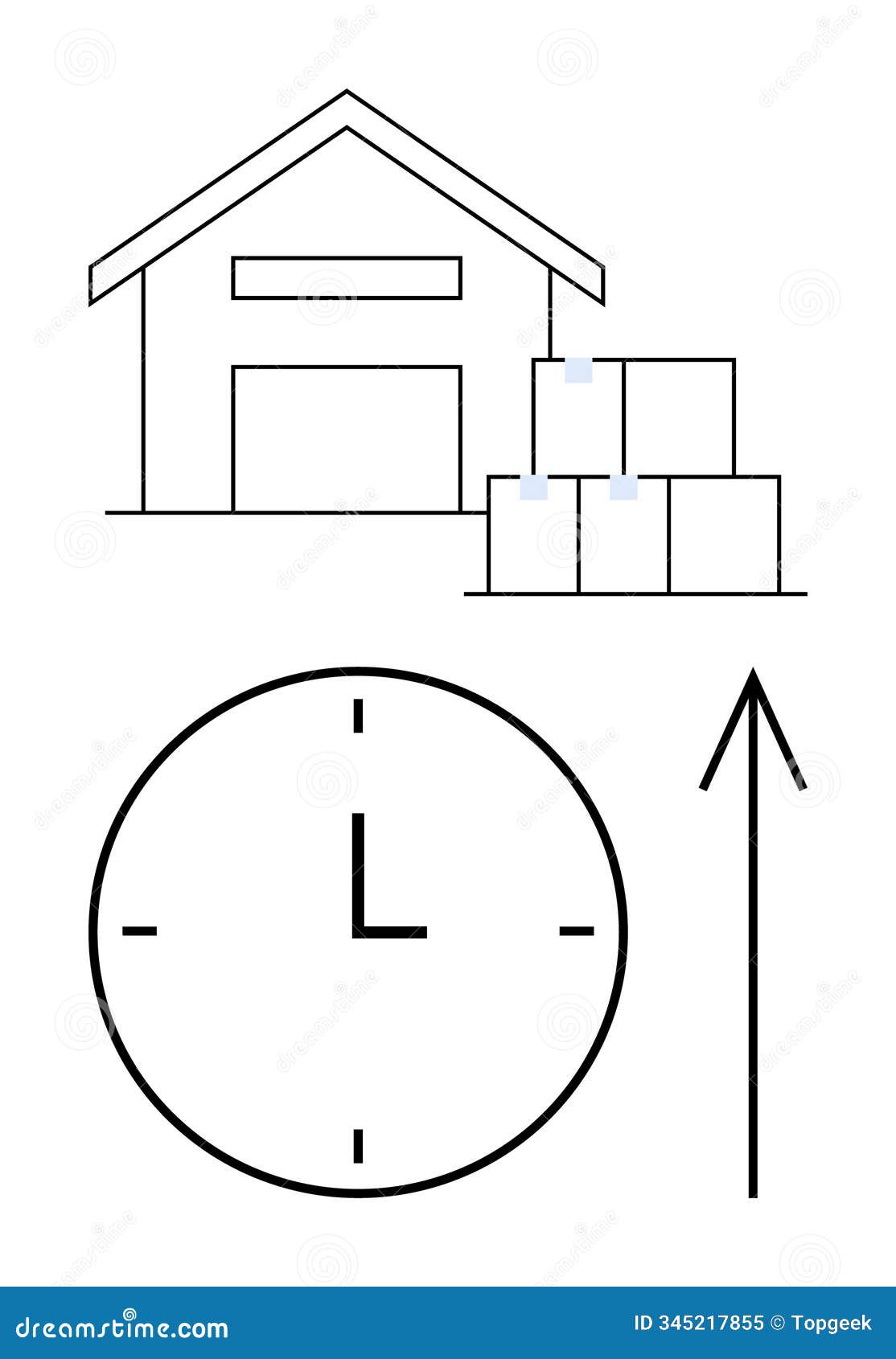 Warehouse with Stacked Boxes, Clock Representing Time Management, and ...