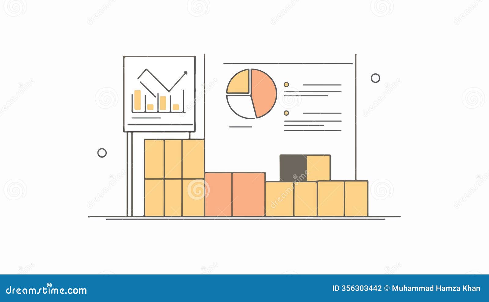 Warehouse Stacked Boxes Pie Chart Business Data Analysis Industrial ...