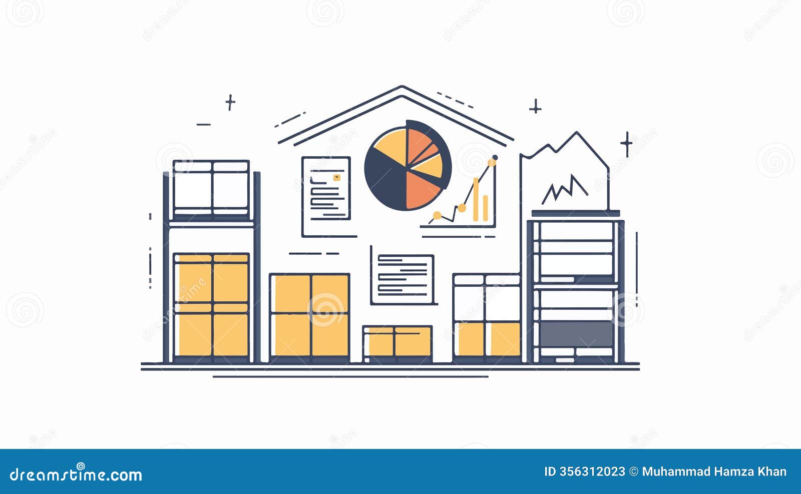 Warehouse Stacked Boxes Pie Chart Business Data Analysis Industrial ...