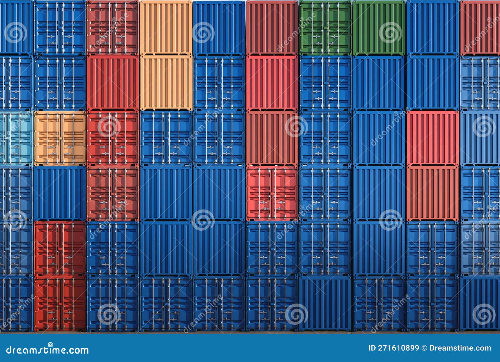 Warehouse of Stacked Cargo Standard Containers for Temporary Storage ...